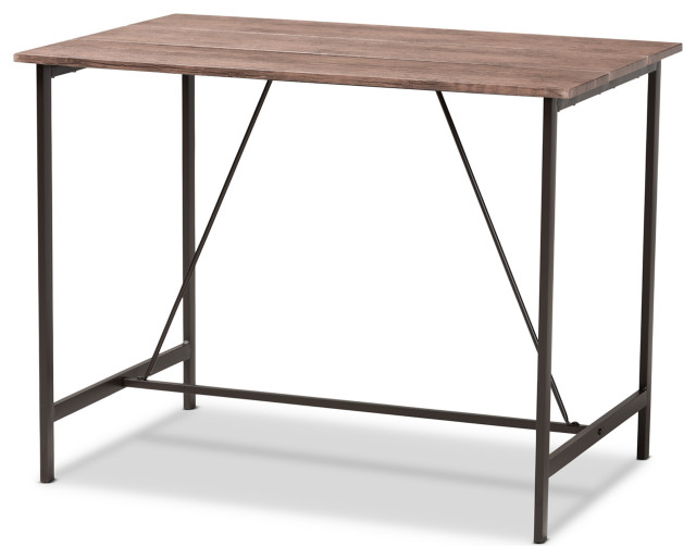 Baxton Studio Marston Brown Wood and Black Metal 2-Piece Dining Nook ...