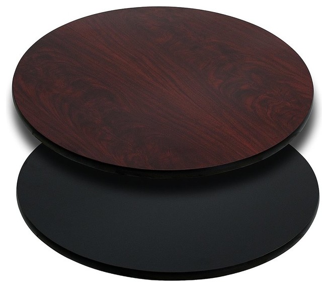 36'' Round Table Top with Black or Mahogany Reversible Laminate Top ...