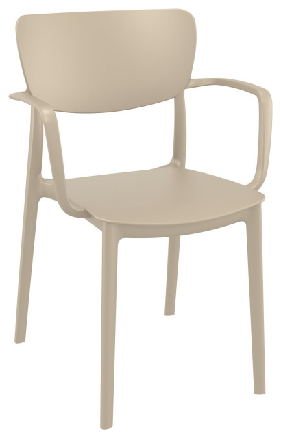 Lisa Outdoor Dining Arm Chair, Set of 2, Taupe - Midcentury - Outdoor ...