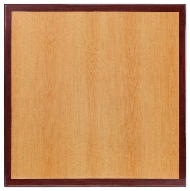 24'' Square 2-Tone High-Gloss Cherry/Mahogany Resin Table Top - Modern ...