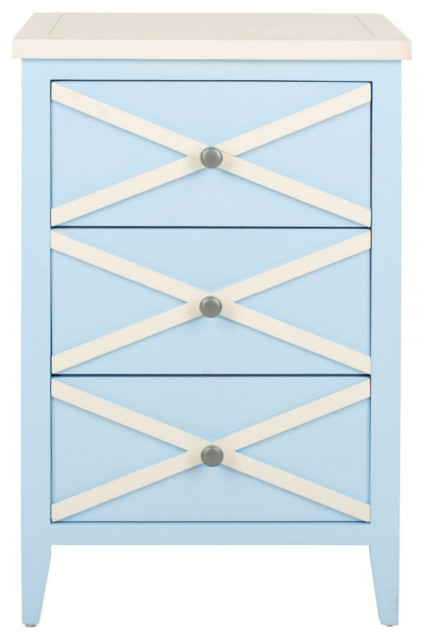 Evan 3 Drawer Side Table, Light Blue - Contemporary - Side Tables And ...