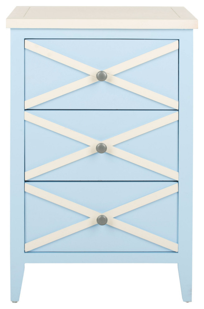 Evan 3 Drawer Side Table, Light Blue - Contemporary - Side Tables And ...