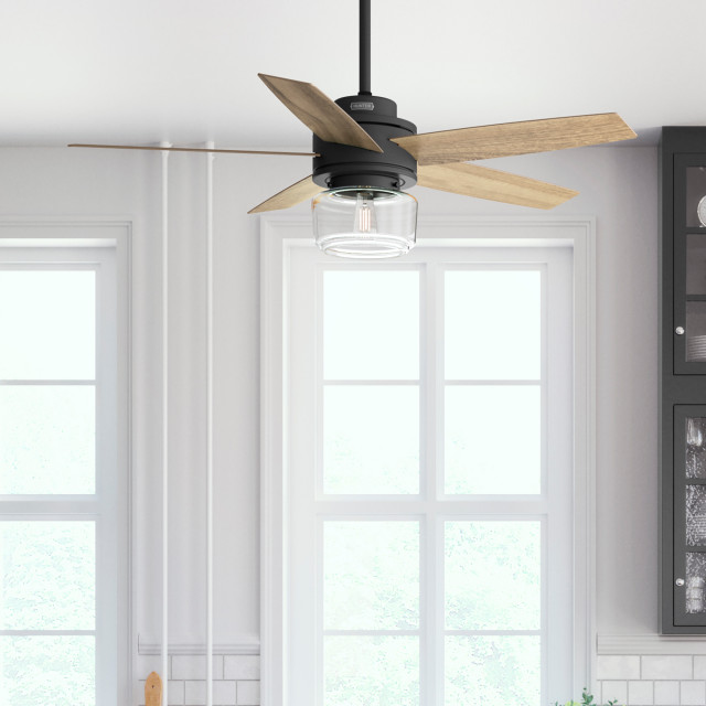 Hunter 52" Margo Matte Black Ceiling Fan, LED Light Kit and Handheld ...
