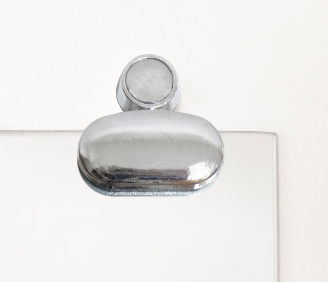 Modern Rustic Non Beveled Frameless Mirror With Chrome Oval Clips, 30 ...