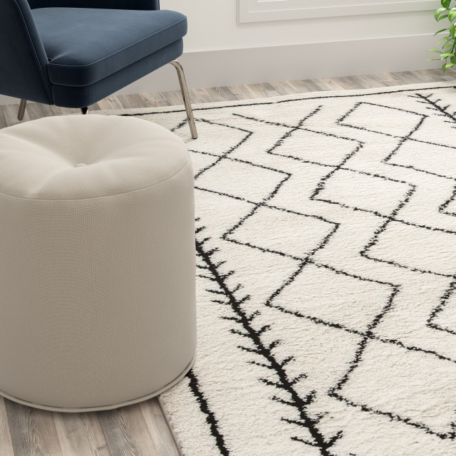 Geometric Style Bohemian Shag Area Rug, 8' X 10' - Contemporary - Area ...
