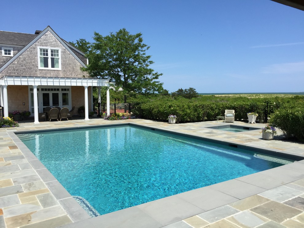 French Grey Pebble Sheen w/ 1" Glass Tile - Pool - Boston - by Atlantic ...