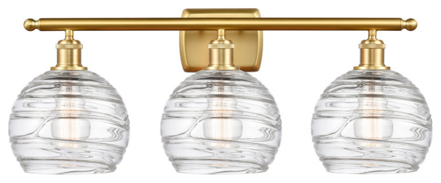 Ballston Deco Swirl 3 Light Bathroom Vanity Light in Satin Gold ...