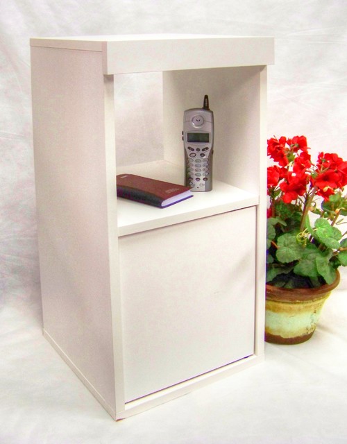 White Laminate Finished Side Table - Transitional - Side Tables And End ...