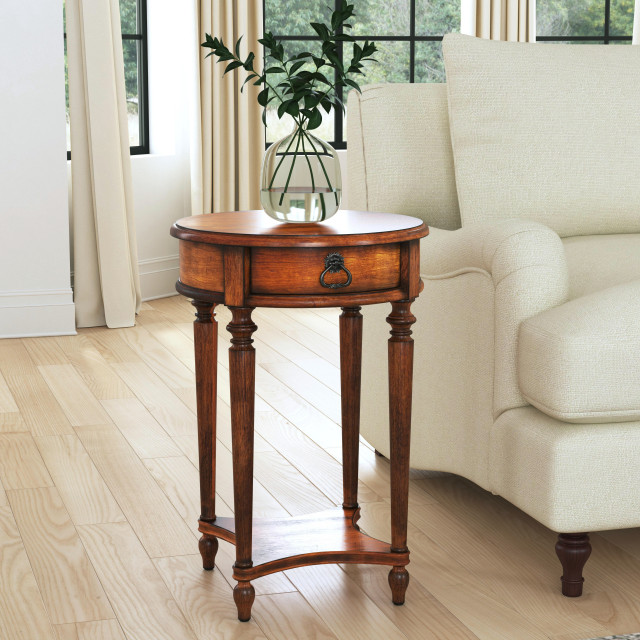 Jules 1-Drawer Round Accent Table - Traditional - Side Tables And End ...