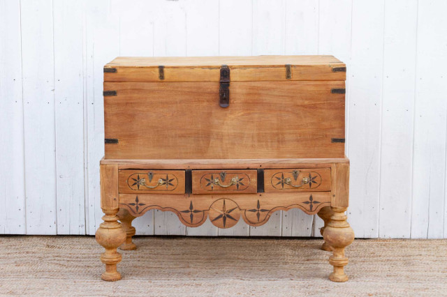 Antique Ceylon Bleached Campaign Chest on Stand - Asian - Accent Chests ...