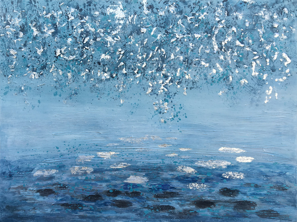 Abstract art "moonlit waterscape" Hand-painted oil painting original ...