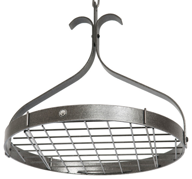 Handcrafted Circle Ceiling Rack w 6 Hooks Hammered Steel - Contemporary ...