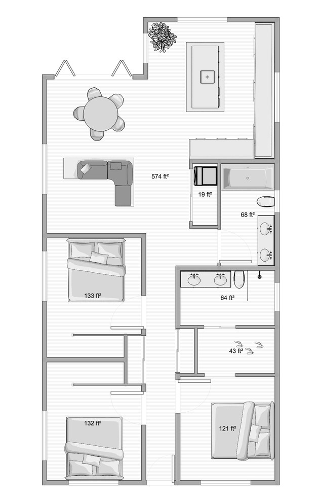 Help with picking from two plans for a long narrow house