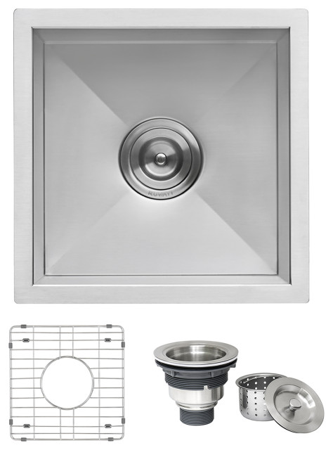 Ruvati RVH7115 15x15" 16 Gauge Zero Raduis Bar Prep Square Kitchen Sink ...