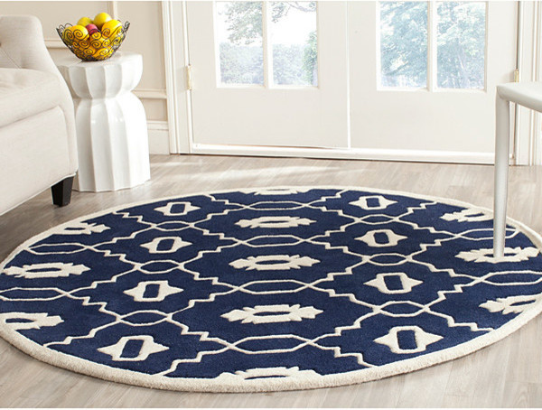 Safavieh Chatham Cht745C Dark Blue, Ivory Area Rug, 3'0" x 5'0 ...