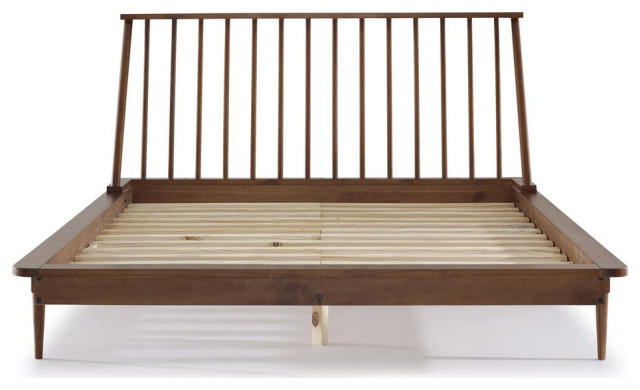 Modern Wood Queen Spindle Bed - Caramel - Midcentury - Platform Beds ...