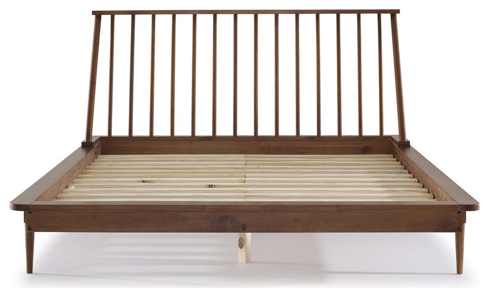 Modern Wood Queen Spindle Bed - Caramel - Midcentury - Platform Beds ...