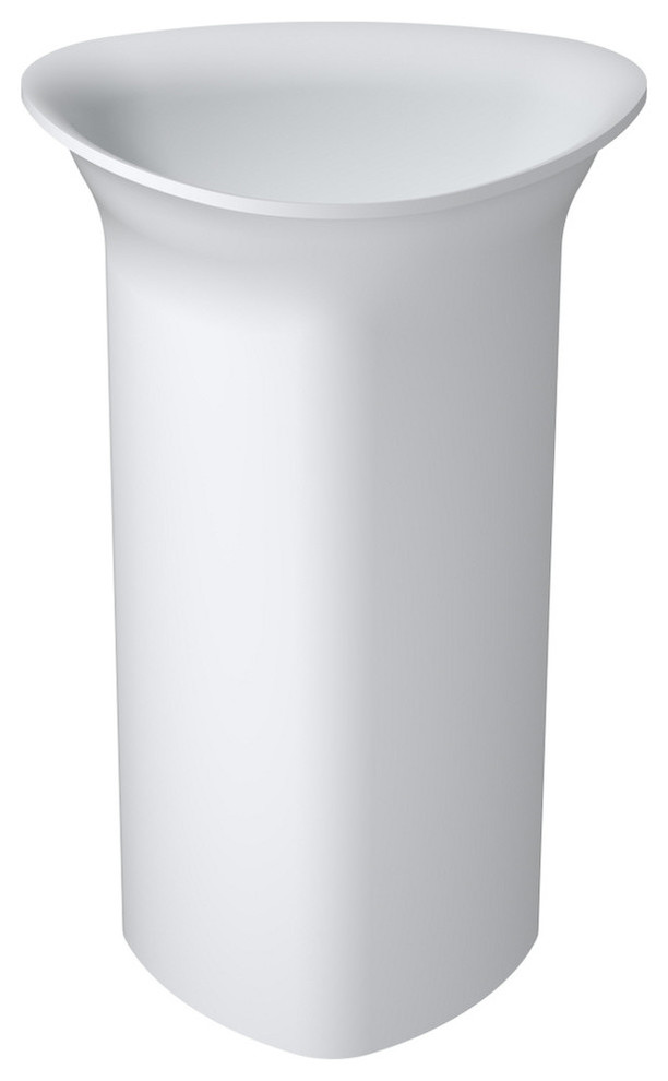 21" Polystone Free-Standing Bathroom Sink, Matte White, No Faucet ...