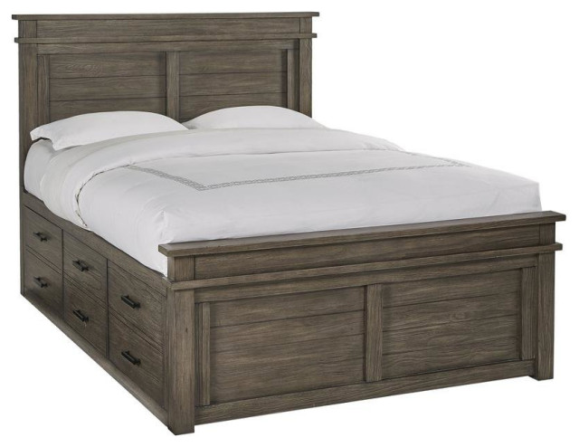 Transitional Greystone Queen Captains Bed, Belen Kox - Rustic ...