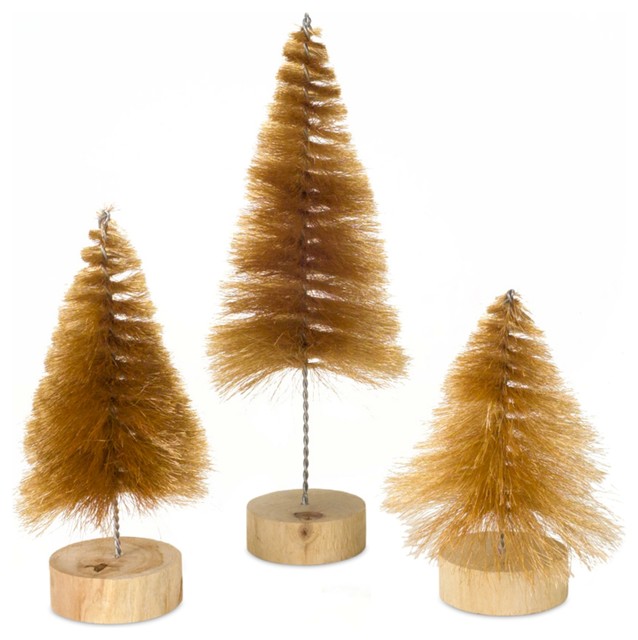 Mini Tree (Set of 3) 6.5", 8.25", 12"H PVC/Wood - Contemporary ...