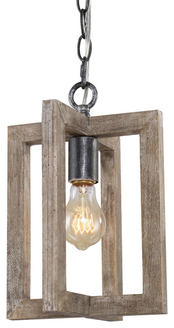 Distressed Wood Farmhouse Pendants Geometric Mini Kitchen Island Light ...