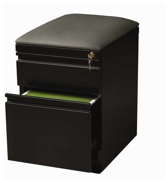 Pemberly Row 2-Drawer Metal Mobile Pedestal File Cabinet with Cushion ...