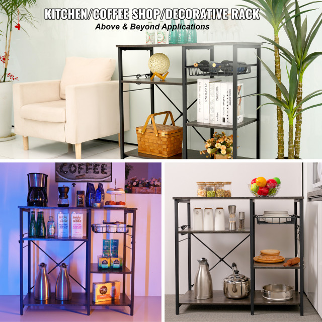 VEVOR 5-Tier Kitchen Bakers Rack Storage Shelf With Cabinet Microwave ...