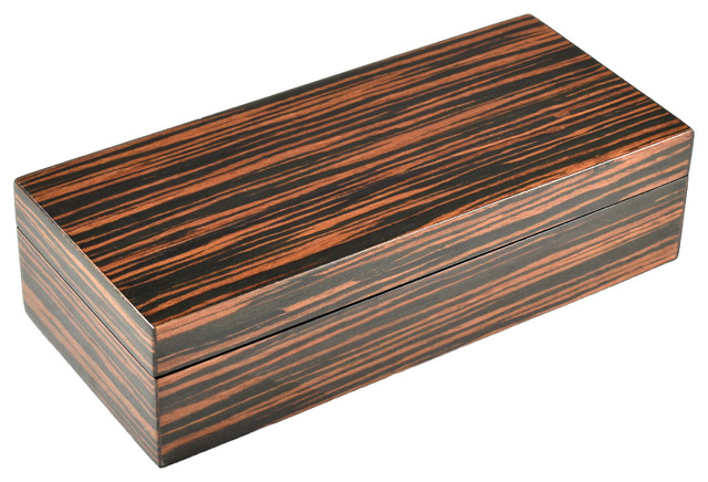 Lacquer Long Pencil Box, Macassar Ebony - Contemporary - Decorative ...