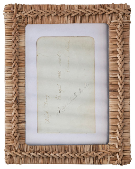 Boho Handwoven Rattan Photo Frame, Natural - Tropical - Picture Frames ...