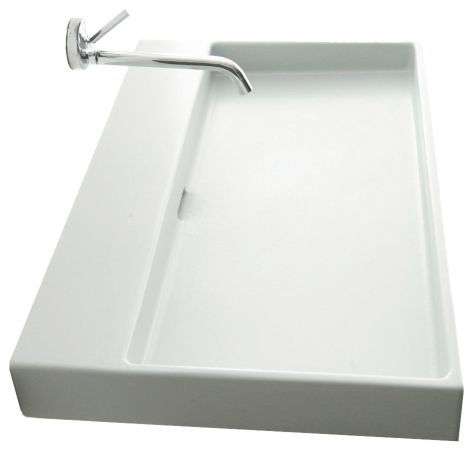 ADA Ceramic Wall Mounted or Vessel Bathroom Sink, 39.4"x17.7", Urban ...