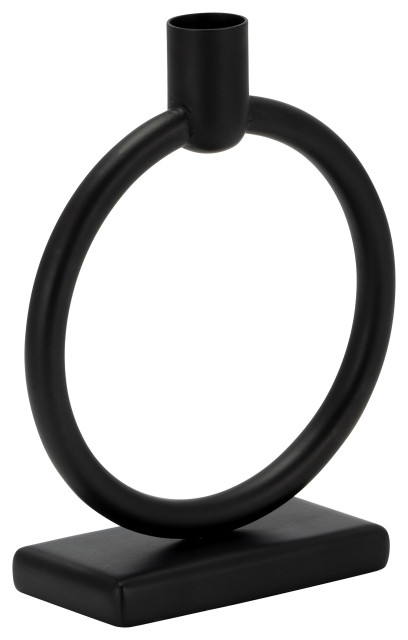 Metal, 7"H, Circle Taper Candle Holder, Black, 4x2x7 inches ...