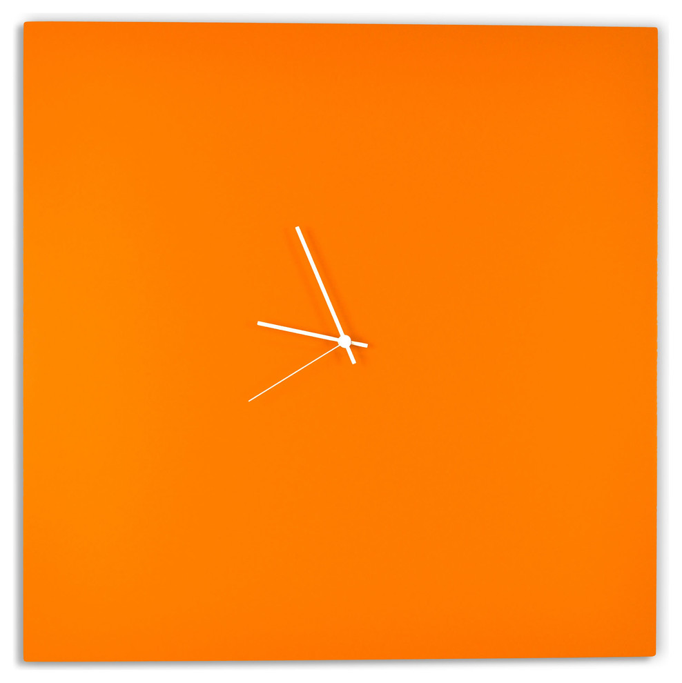 Orangeout Square Clock Large, Minimalist Orange Metal Wall Clocks ...