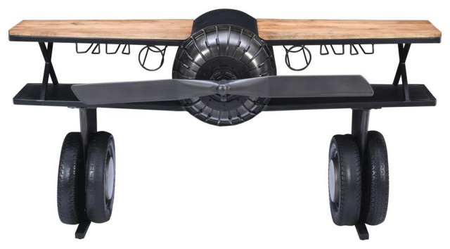 72 Airplane Bar Aviator Lounge Console Table, Reclaimed Hardware and ...