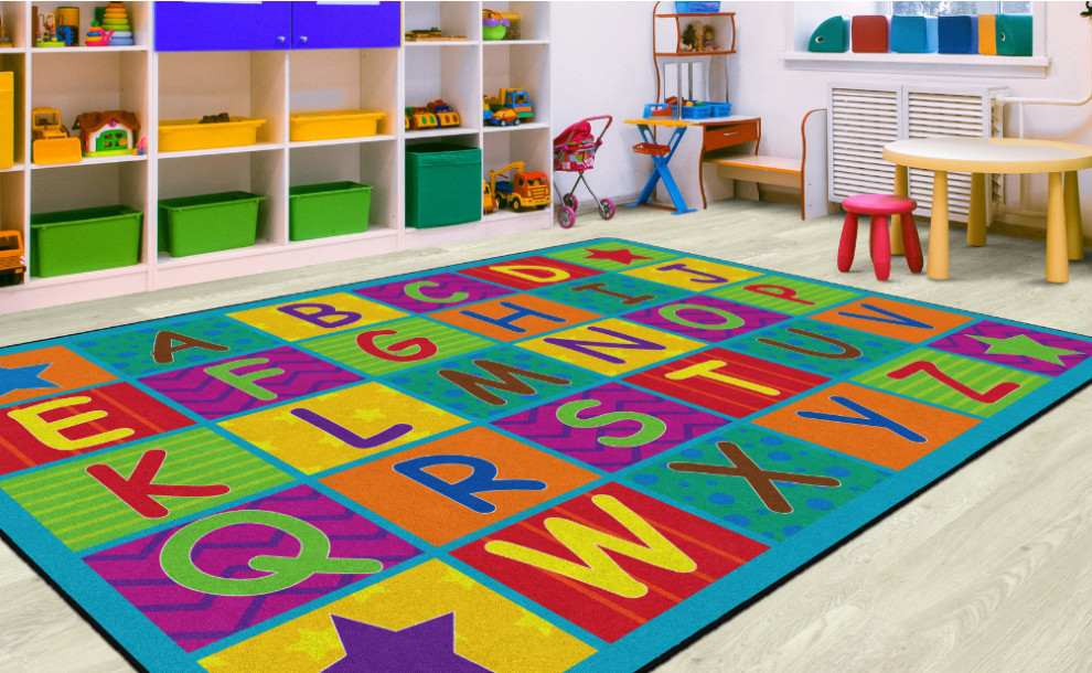 Flagship Carpets VA334-44A 7'6"X12' Cheerful Alphabet Educational Rug ...