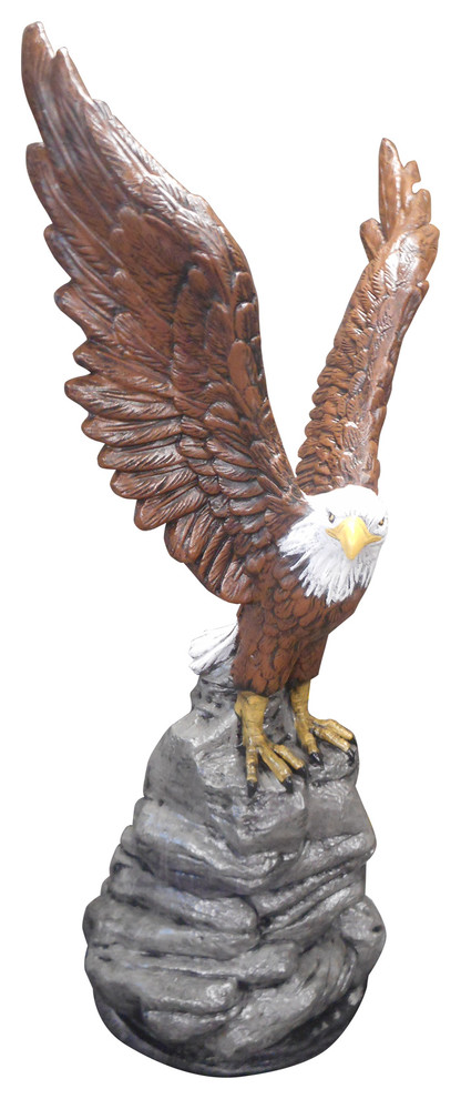 44"H Wings Up Concrete Eagle Left Statue in Detail Painted Finish ...