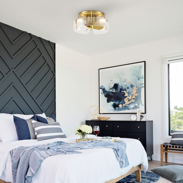 12.7-inch Modern Gold Small Flush Mount Ceiling Fan - Transitional ...