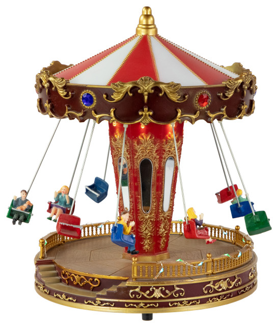 10.75" Animated & Musical Carnival Carousel LED Christmas Village ...