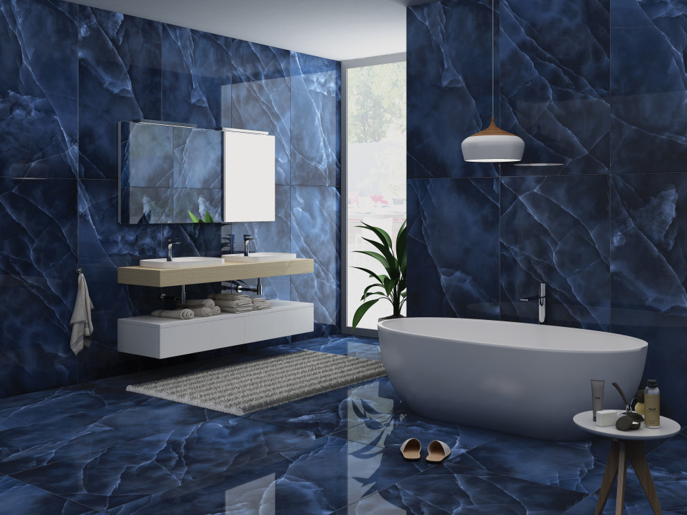 A Luxury Bathroom Design by Epsilon Tile Using our 60X120cm High Gloss ...