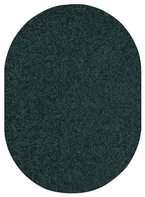 Saturn Collection Solid Color Area Rugs, Forest Green, 5' x 7' Oval ...