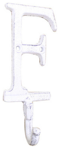 Whitewashed Cast Iron Letter F Alphabet Wall Hook 6'' - Farmhouse ...