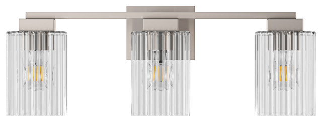 Modern Brushed Nickel 3-Light Bathroom Vanity Lighting Fixture ...