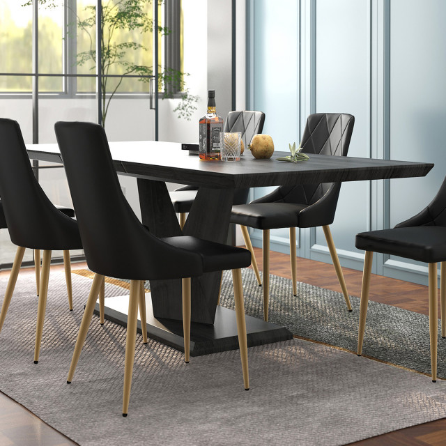 Modern Select Solids Dining Table With Extension, Black - Transitional ...