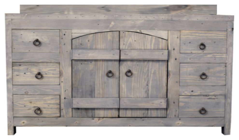 Old World Reclaimed Vanity In Avery Gray, 60x20x32 - Rustic - Bathroom ...