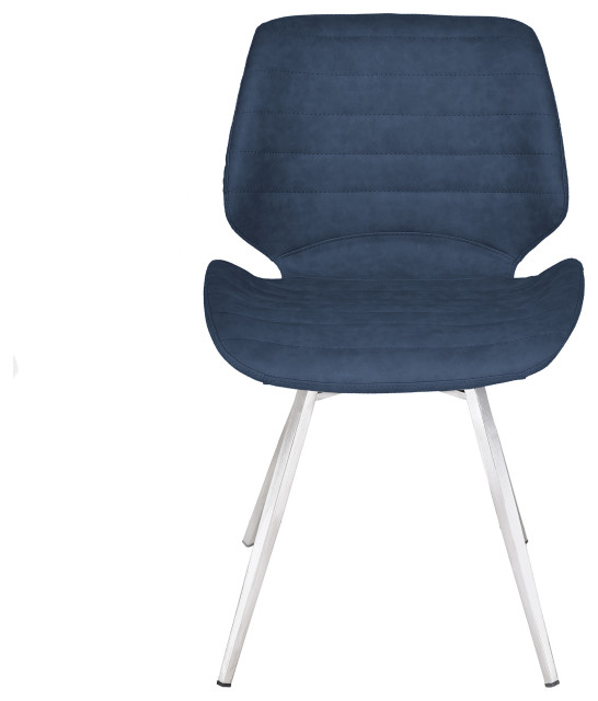 Valor Contemporary Dining Chair in Dark Vintage Blue Faux Leather - Set ...