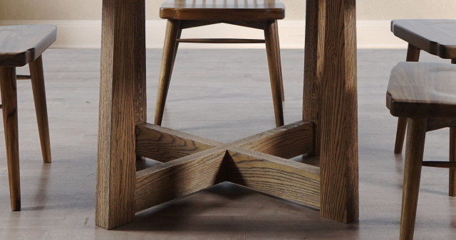 Hand Crafted Solid Oak Round Dining Table, 60x60 - Transitional ...