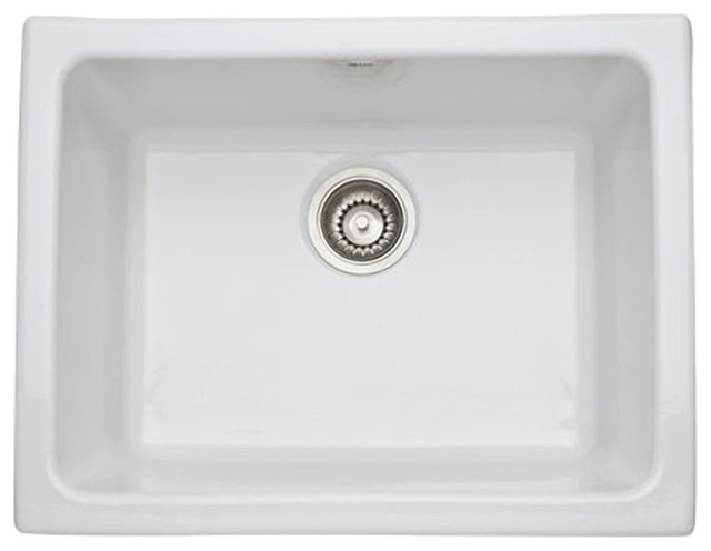 Rohl Allia 6347-00 Single Basin Undermount Fireclay Kitchen Sink, White ...