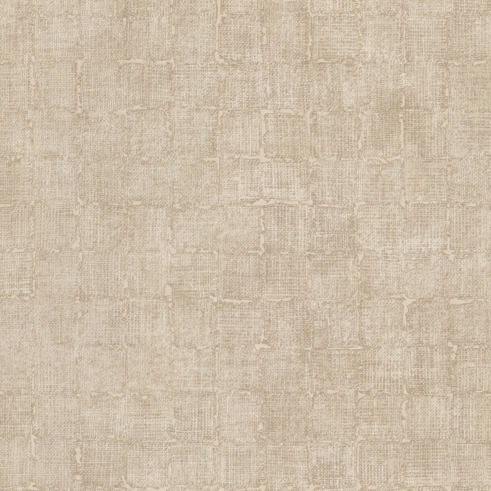 Blocks Beige Checkered Wallpaper, Swatch - Transitional - Wallpaper ...