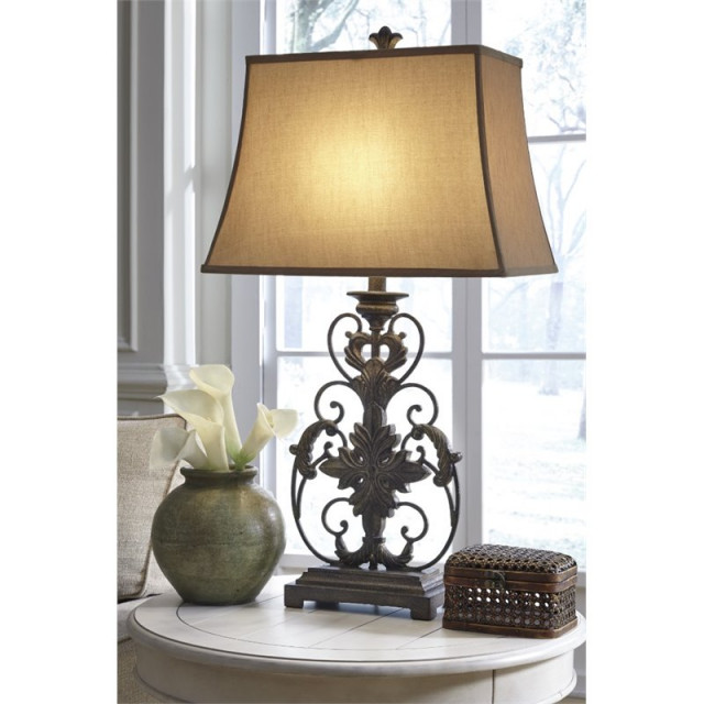 Bowery Hill Traditional Metal 3-Way Switch Table Lamp in Gold ...