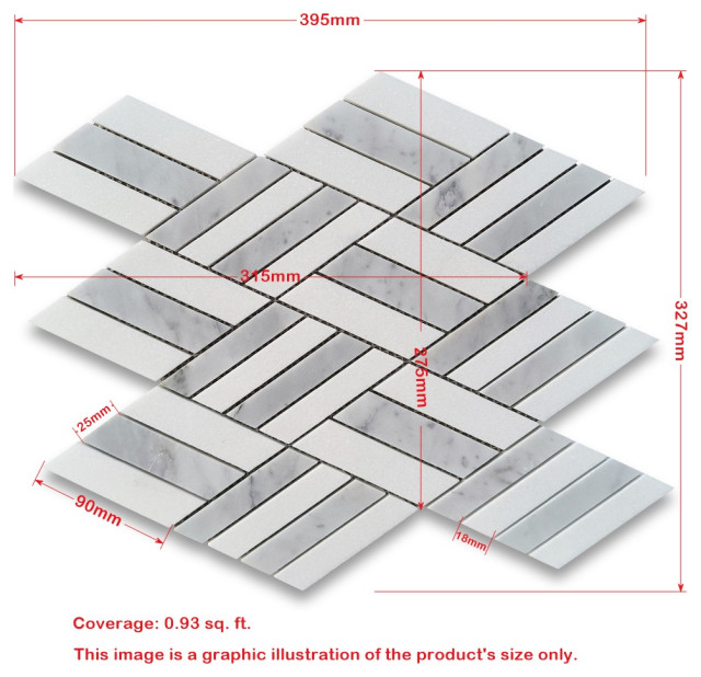 Carrara White Marble Parallelogram Diamond Mosaic Tile Thassos White, 1 ...