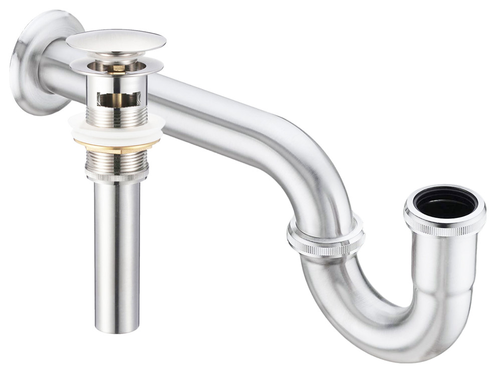 Solid Brass Pop-Up Drains With Overflow with J-Shaped P-Traps ...